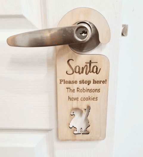 Santa stop here we have cookies personalised door handle | Next Level ...