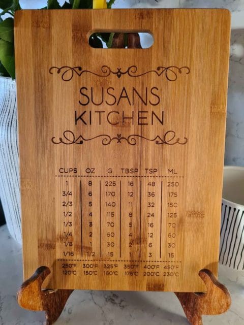 Personalised Metric Conversion Chart Chopping board - Next Level Laser ...